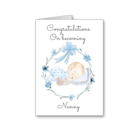 Congratulations on Becoming a Nanny Card Baby Boy supplied - Etsy UK