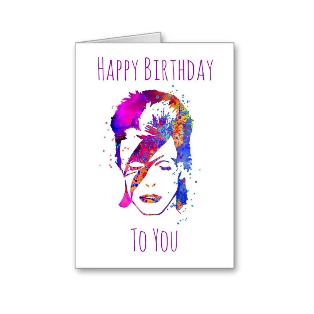David Bowie Birthday Card Watercolour Effect supplied With - Etsy