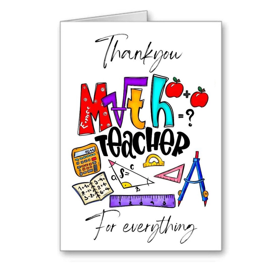 Thankyou Thank You Maths Mathematics Teacher Card supplied - Etsy