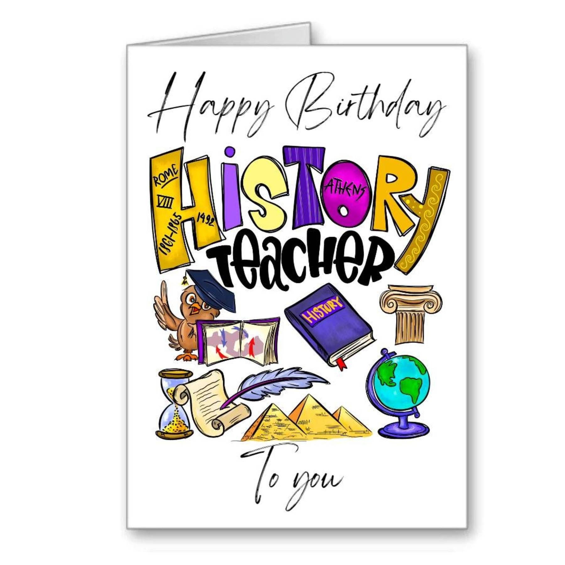 Happy Birthday History Teacher Card supplied With Envelope - Etsy
