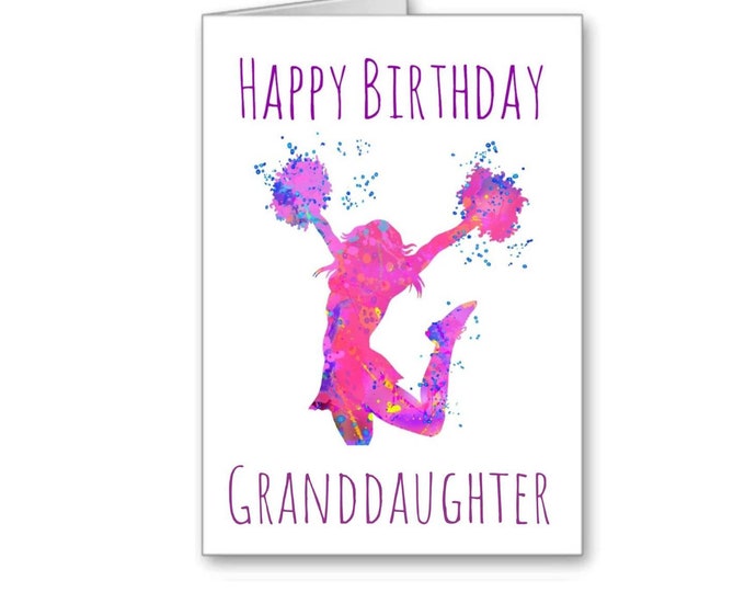 Happy Birthday Cheerleader Cheerleading Card Dance Pom Poms Daughter ...