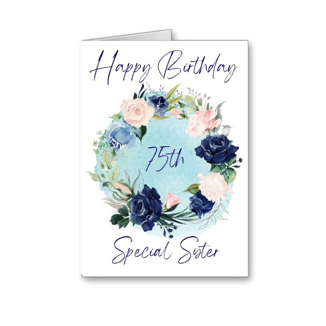 75th 75 Birthday Card Sister Flowers Floral Pretty envelope Included - Etsy
