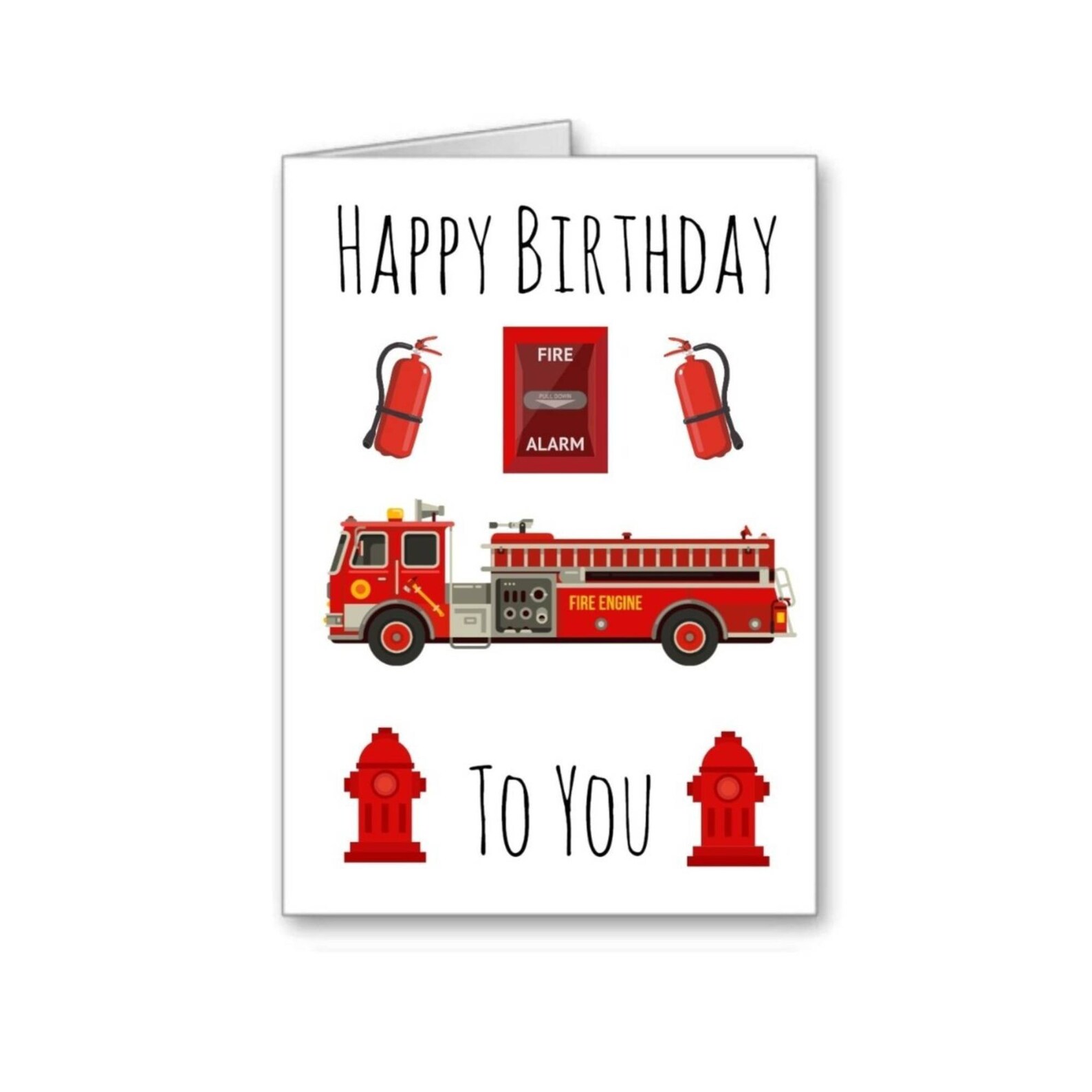Fireman Firefighter Happy Birthday Card Watercolour Effect - Etsy