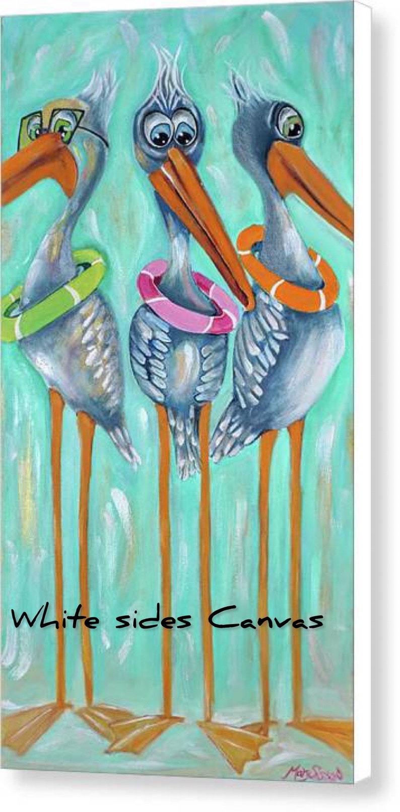 Whimsical Pelican. Beach Decor. Colorful Birds. Coastaldecor. Funky ...