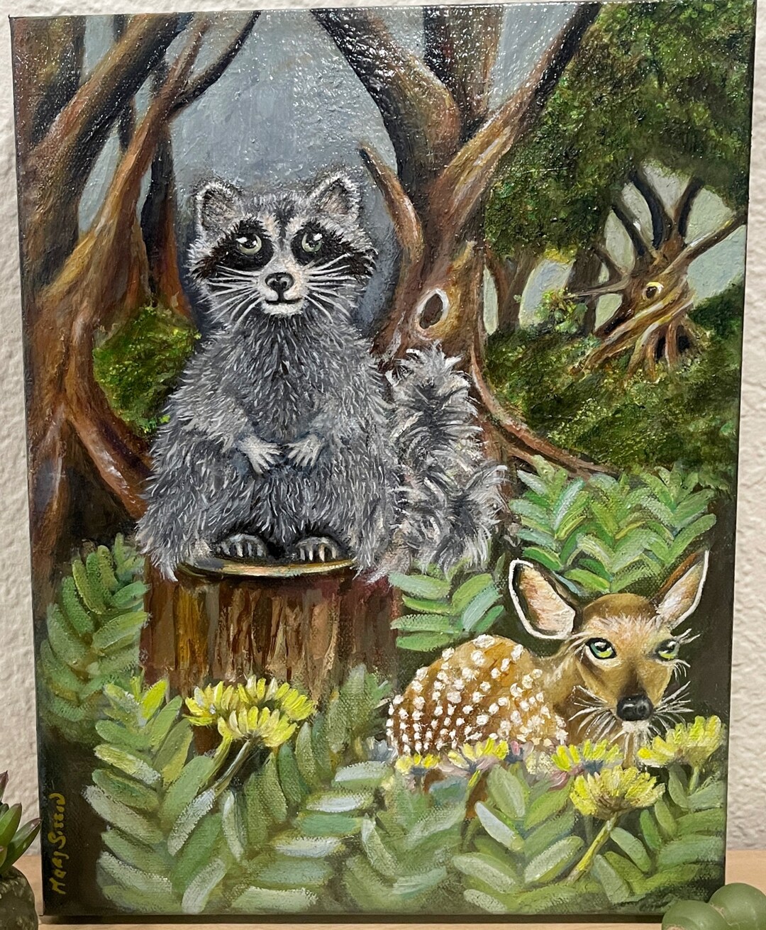 Raccoon Painting Original - Woodland Animals - Woodland Animal - Kids ...