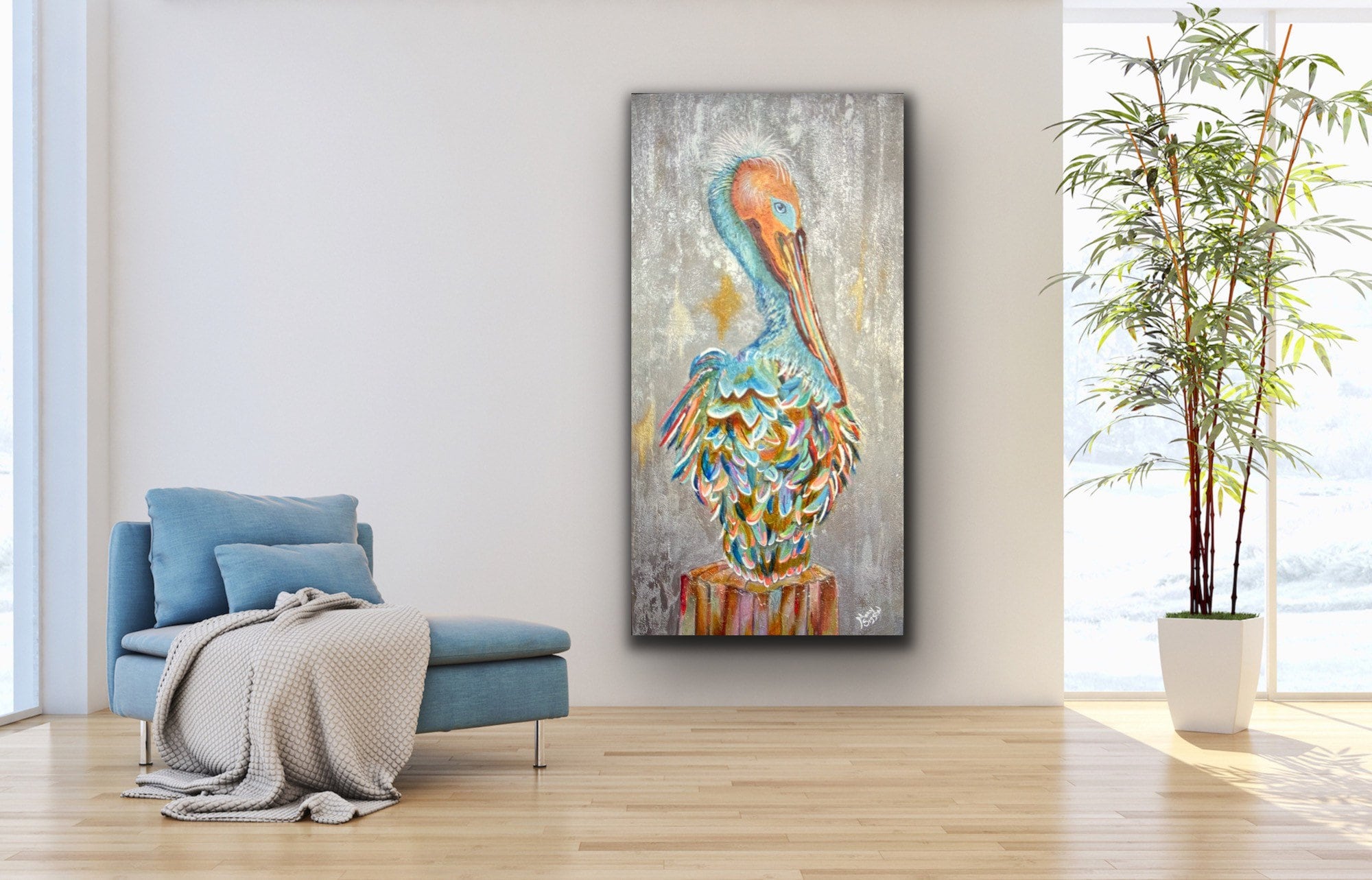 Pelican Print Coastal Whimsical Colorful Pelican Beach Decor - Etsy