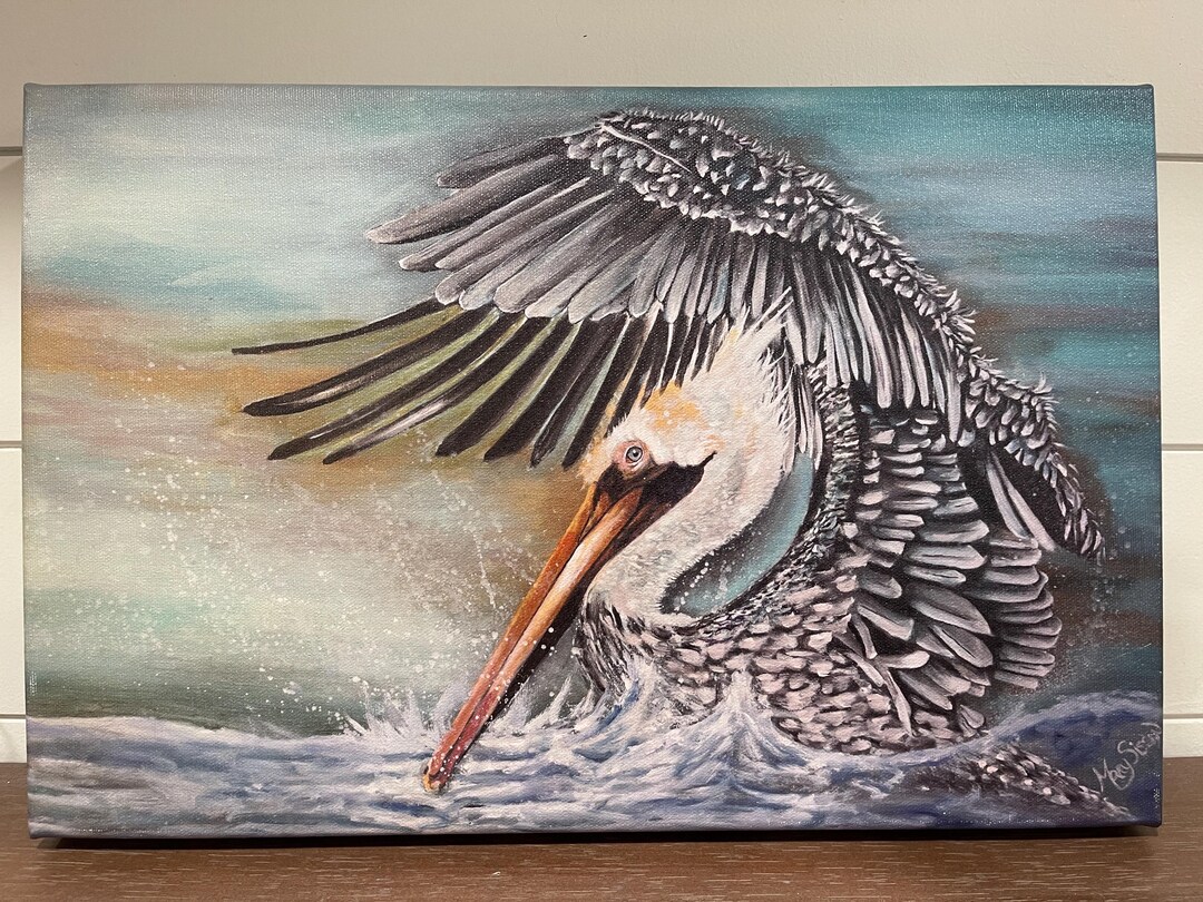 Coastal Pelican | Beach Decor | Pelican Art | Coastal Wall Art - Etsy