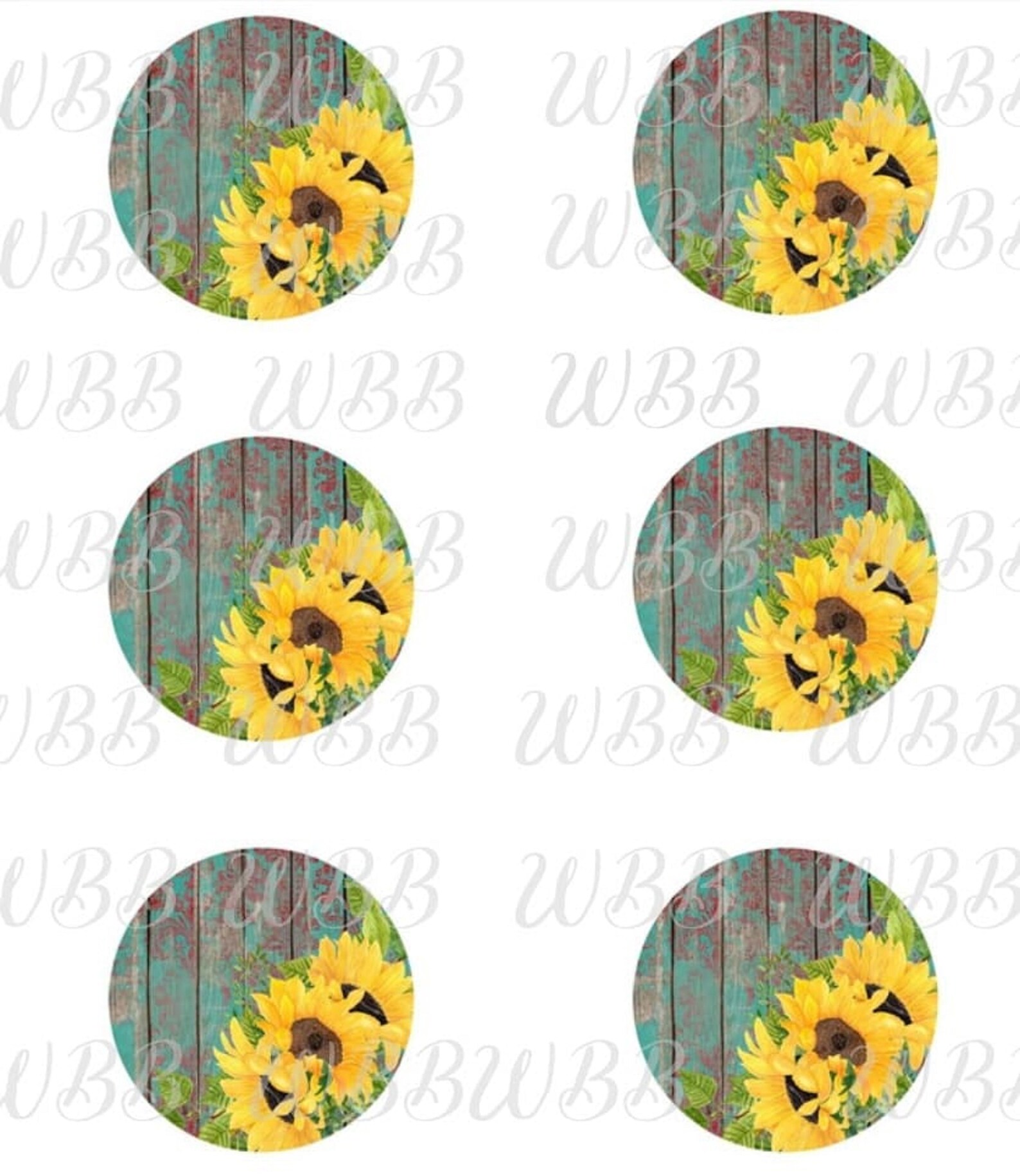 Sunflower Car Coasters Sublimation Transfers Set of 6 Ready - Etsy