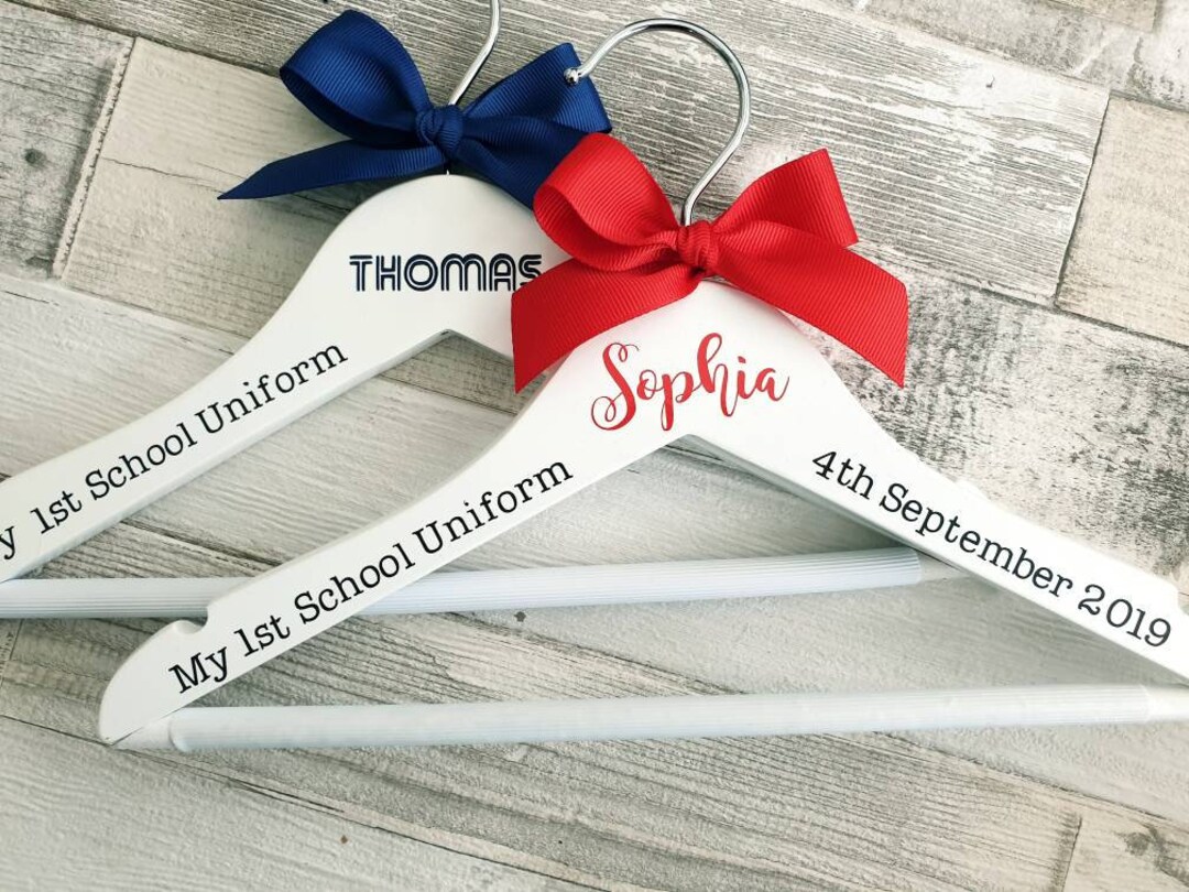 First School Uniform Personalised Coat Hanger, Clothes Hanger, Back to ...