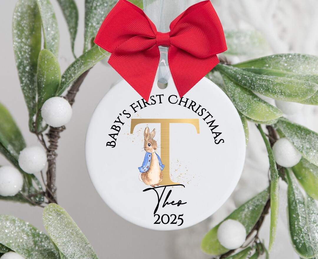 Peter Rabbit Baby's First Christmas 2025 Bauble, Ceramic Personalised ...