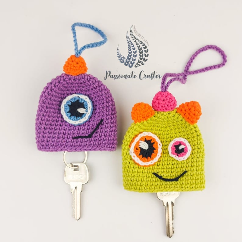 Crochet Monster Key Cover Pattern- Crochet Pumpkin Keychain- Crochet ...