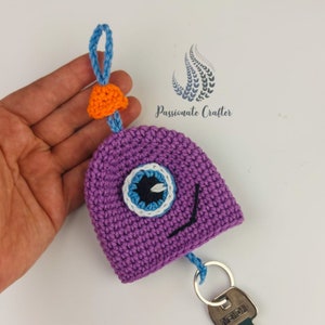 Crochet Monster Key Cover Pattern- Crochet Pumpkin Keychain- Crochet ...