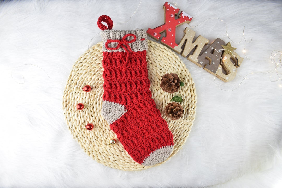 Christmas Crochet Stocking Pattern- Rustic Stocking- Christmas Pattern ...