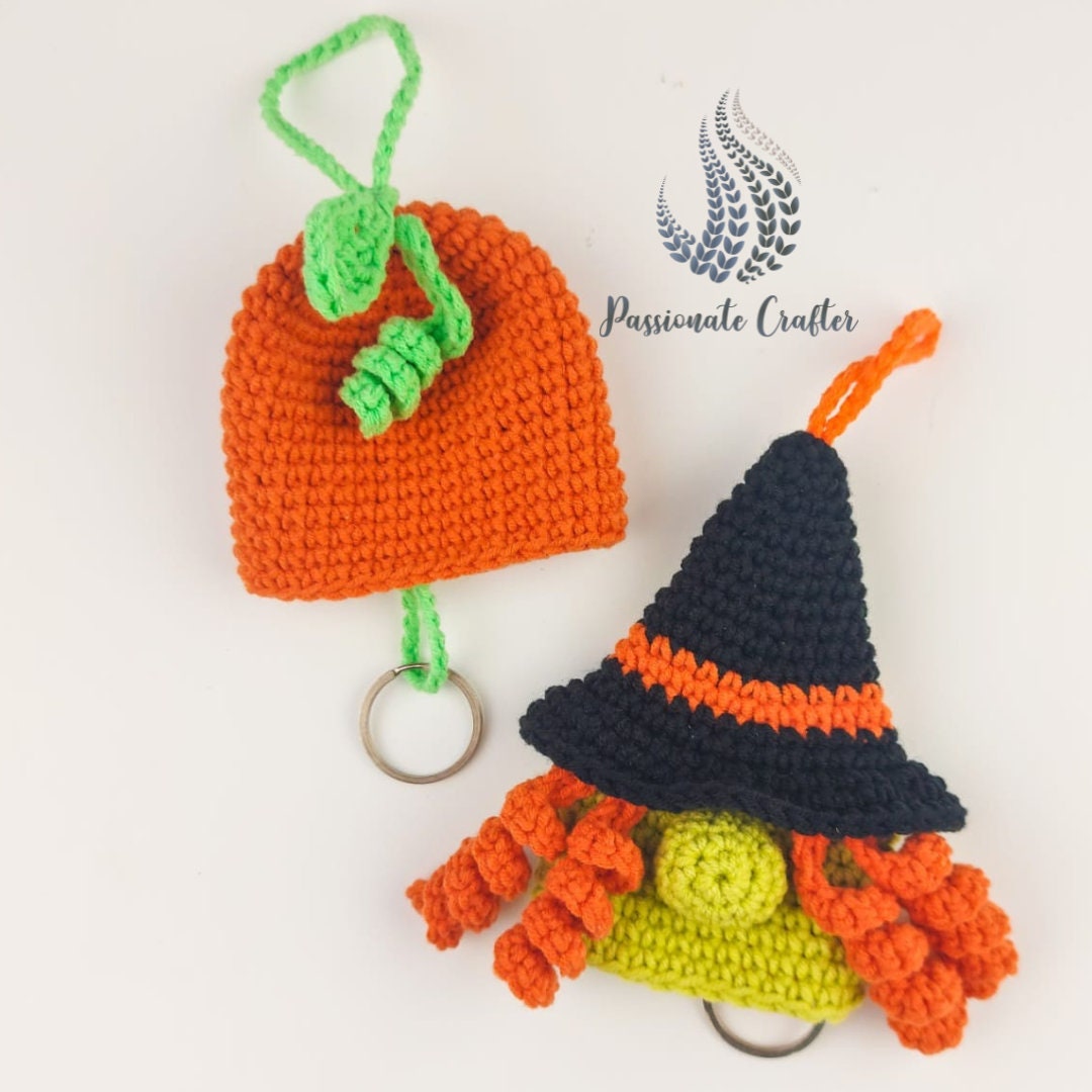Crochet Monster Key Cover Pattern- Crochet Pumpkin Keychain- Crochet ...