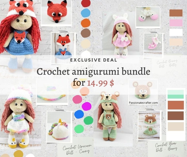 Crochet Amigurumi Dolls BUNDLE 4 PDF Patterns for Each Doll - Etsy