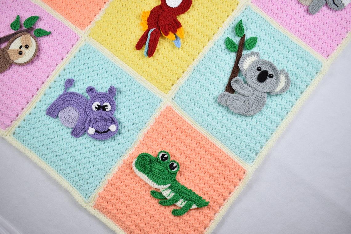 Crochet Pattern- Jungle Animal Blanket Pattern- Crochet Baby Blanket ...