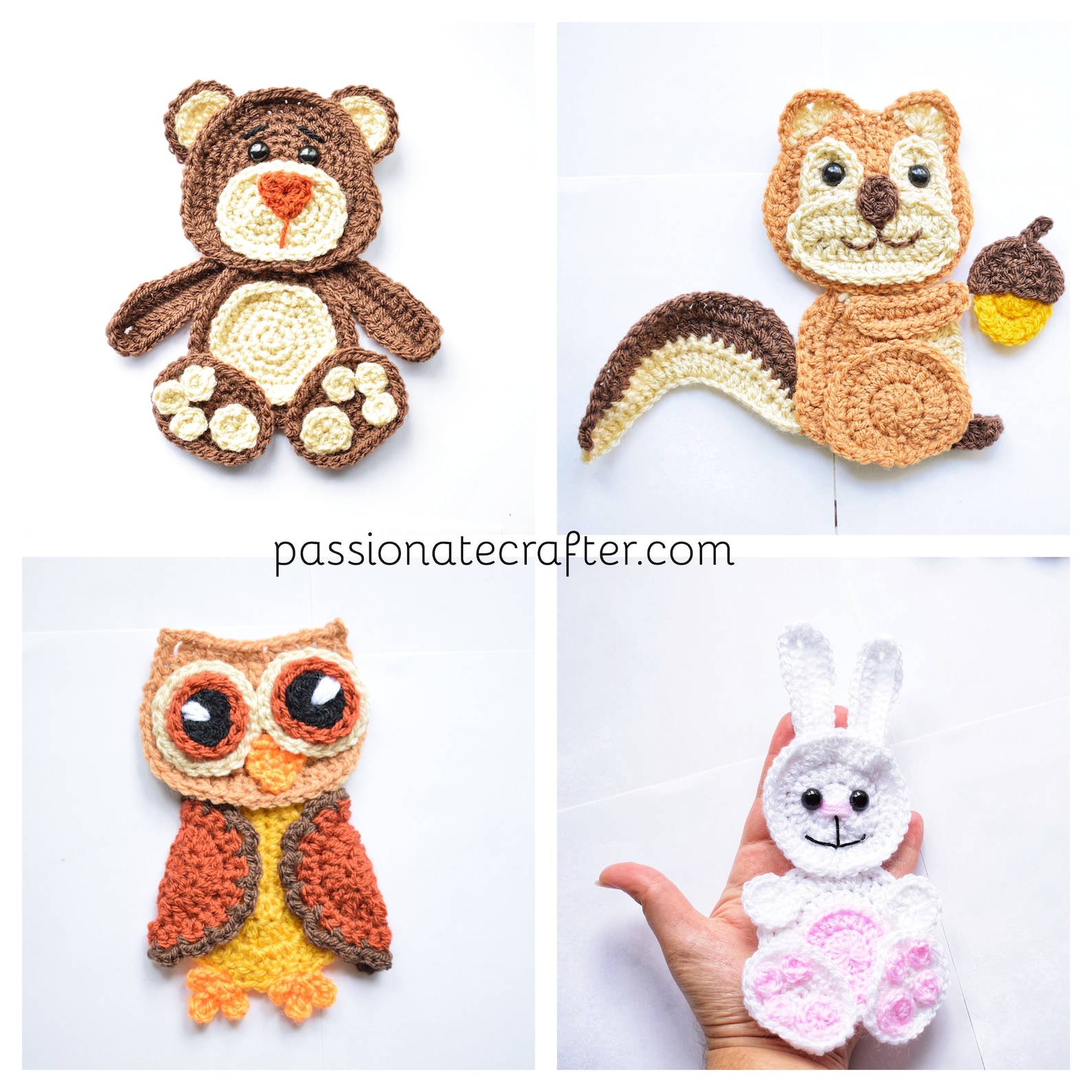 Animal Appliques Set of 4- Squirrel, Bunny, Owl, Bear Appliques ...
