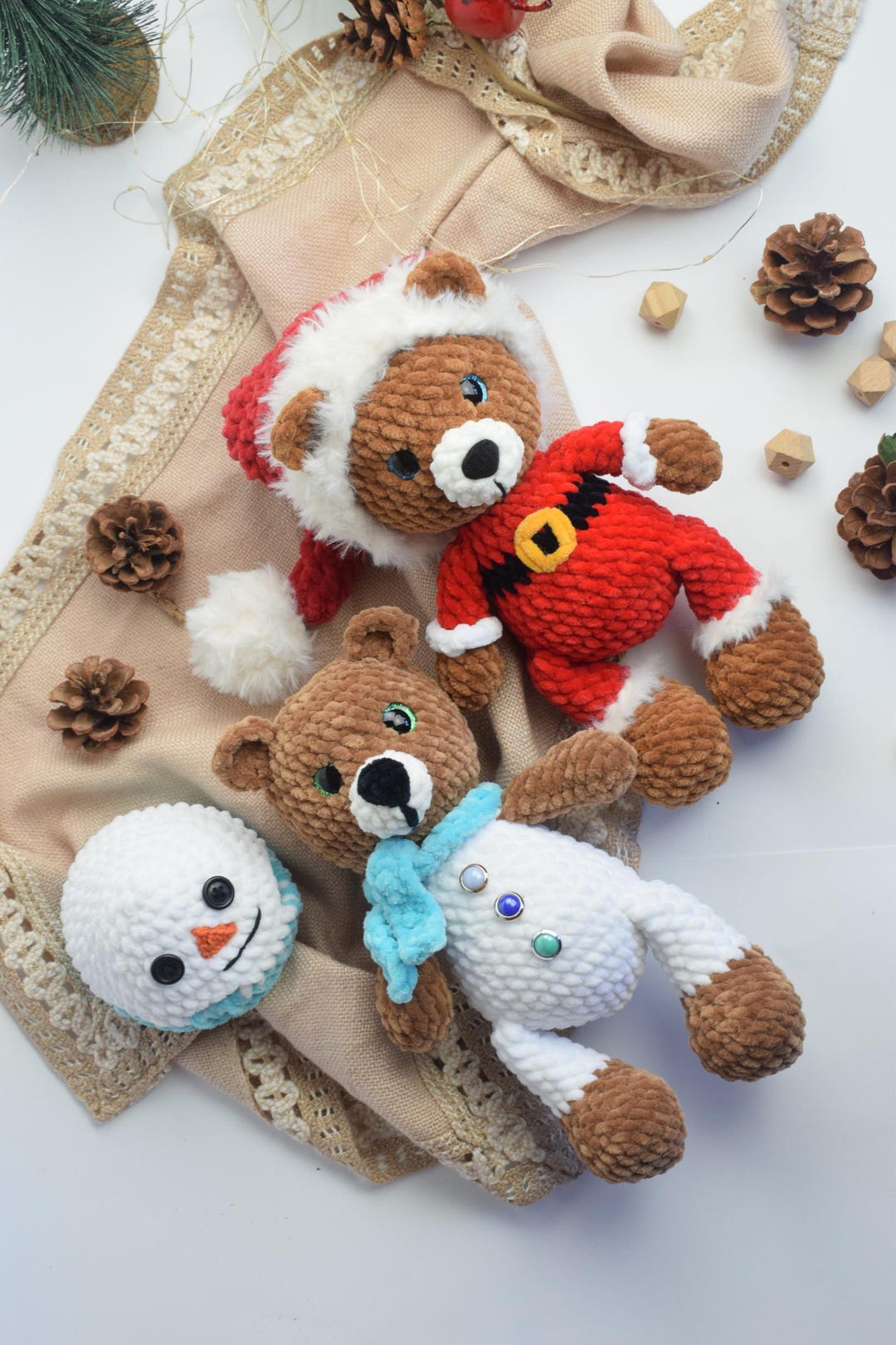 Low Sew Christmas Bears- Crochet Pattern- Crochet Teddy Bear PDF ...