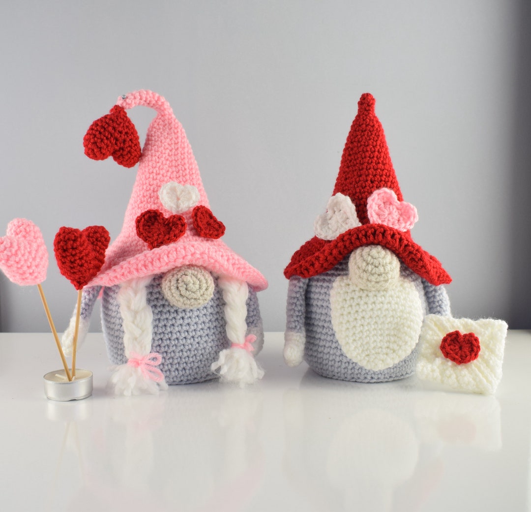 Crochet Valentine's Gnome Pattern- Crochet Gnome Pattern- Crochet Gnome ...