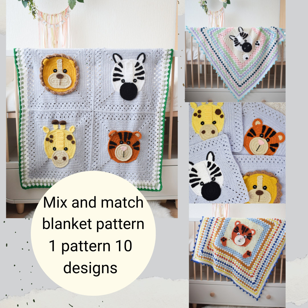 Crochet Pattern Mix and Match Baby Blanket Pattern Jungle - Etsy