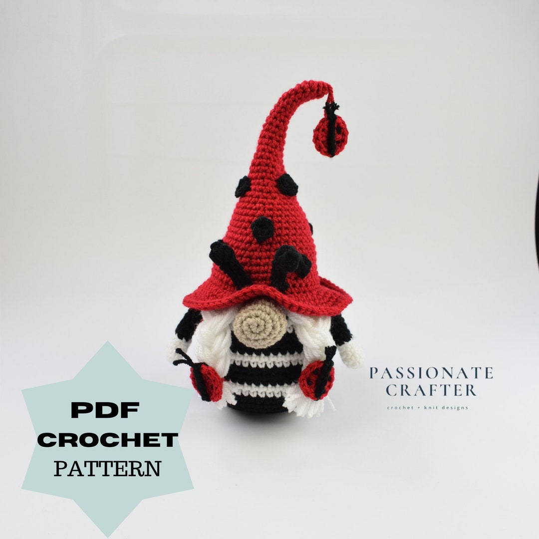 Crochet Pattern- Ladybug Gnome Pattern- Crochet Gnome With Ladybugs ...