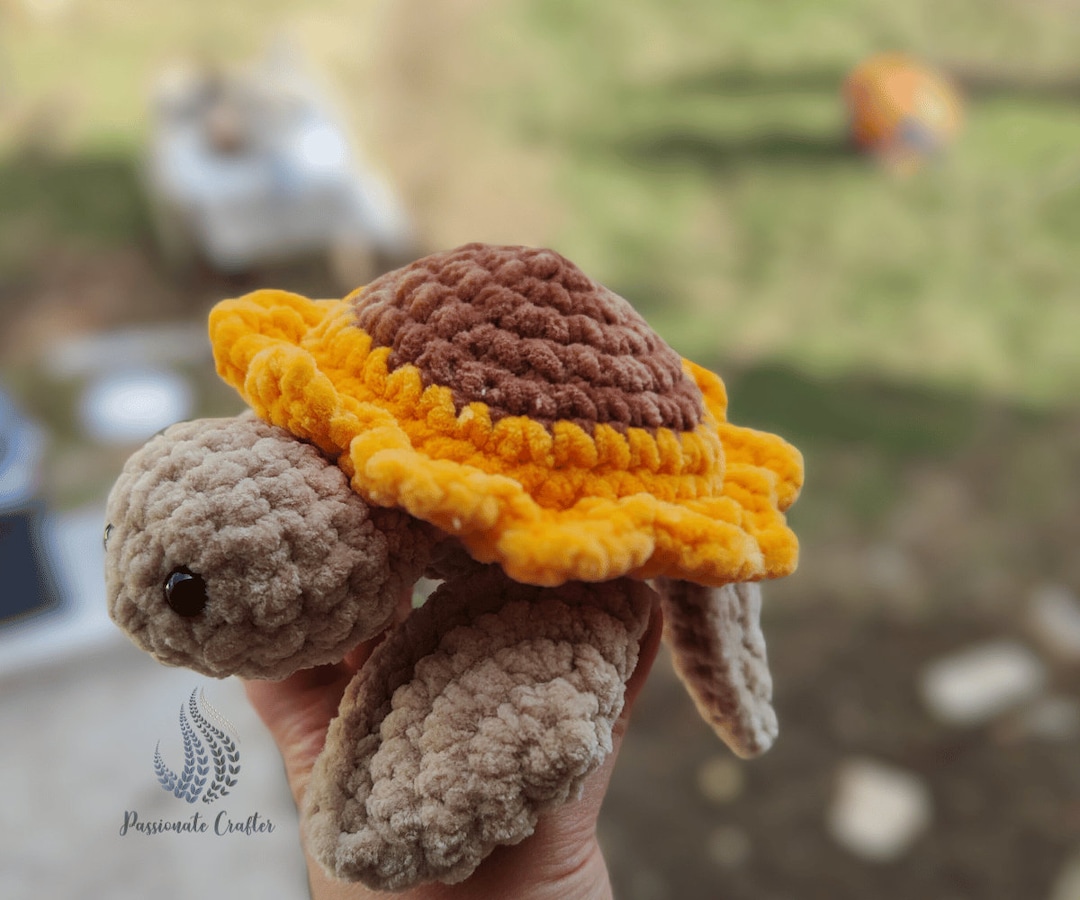 Crochet No-sew Turtle Pattern- Crochet Pattern PDF- Crochet Amigurumi Turtle- Sunflower Turtle ...