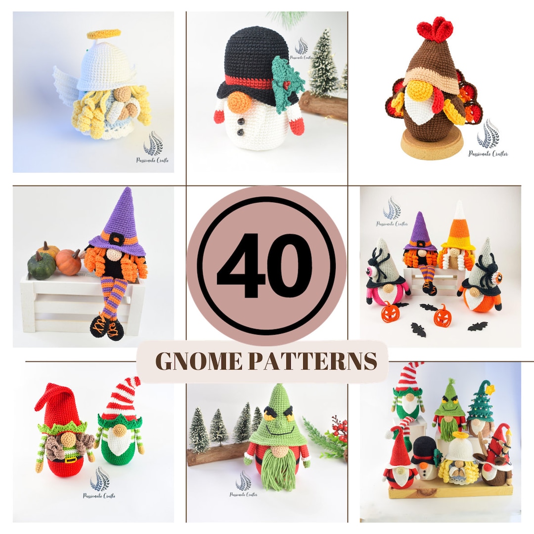 40 Gnome Pattern Bundle- Christmas Gnomes, Halloween Gnomes, Easter ...