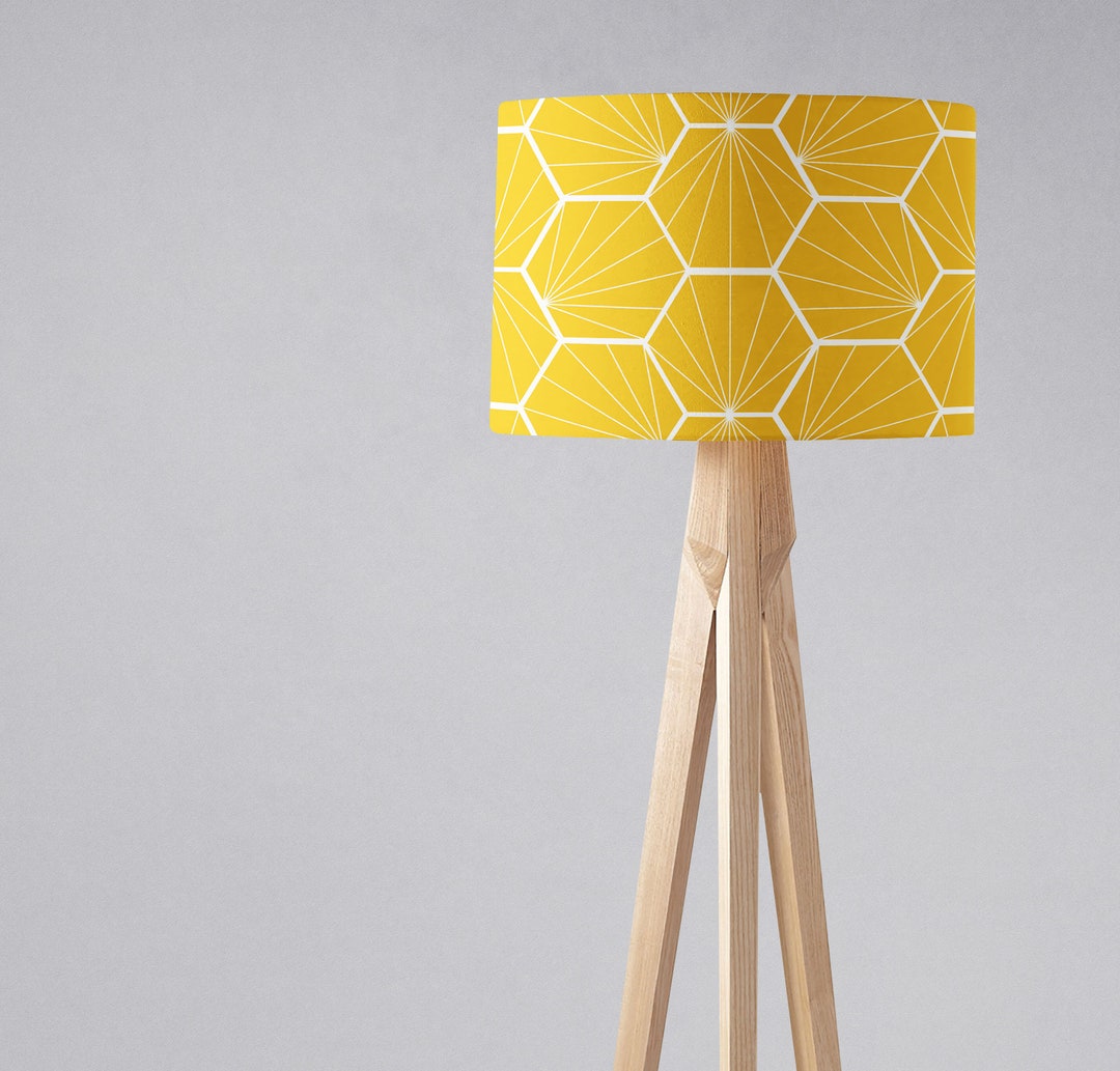 Yellow Lampshade, Lemon Yellow Geometric Table Lamp Shade or Floor ...