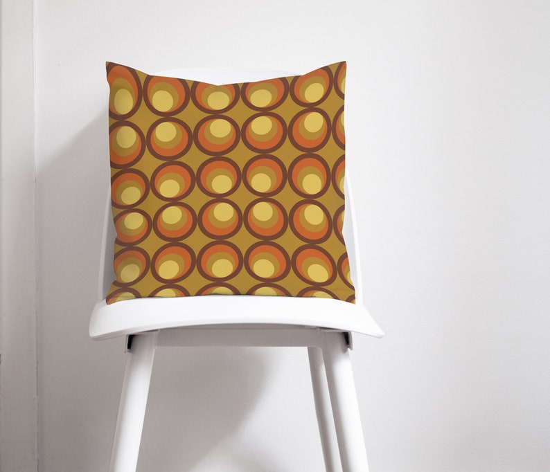 Retro Cushion, Mustard Cushion, Geometric Decor, Retro Throw Pillow ...