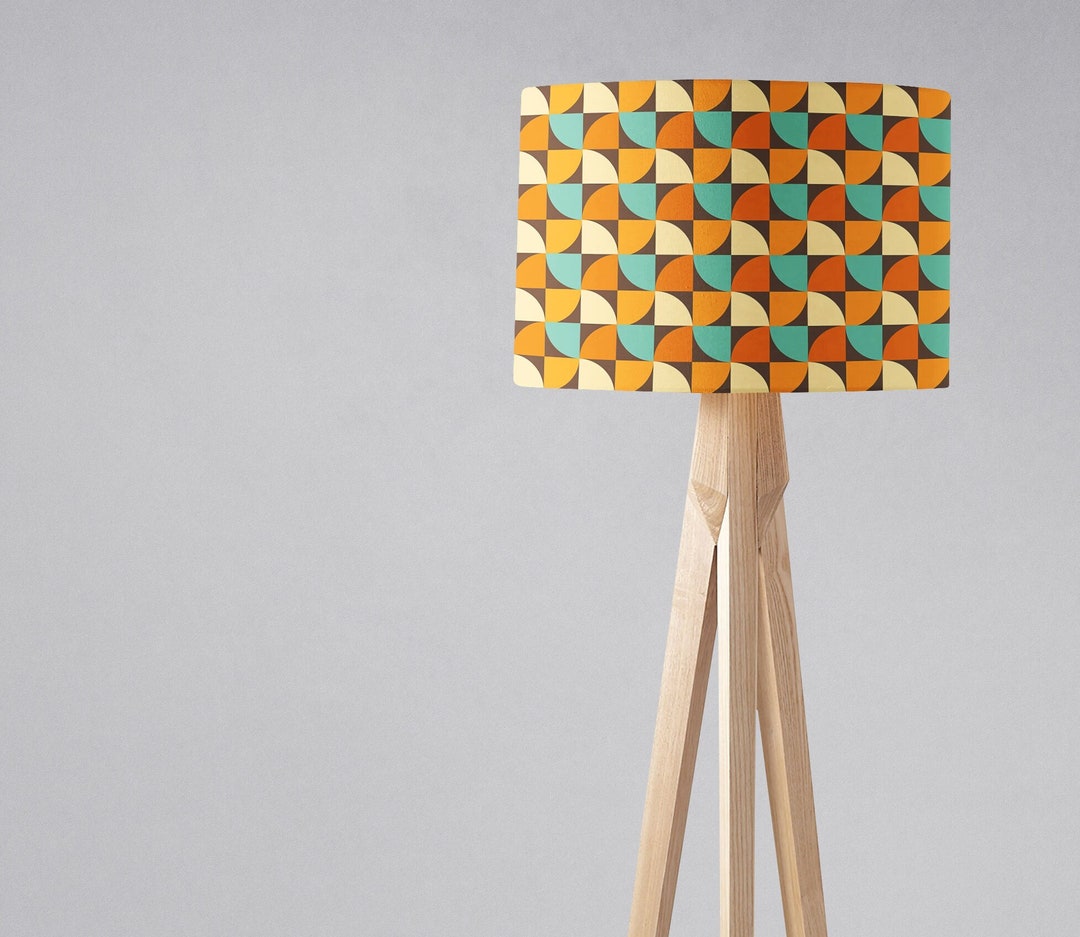 Orange Retro Lampshade, Handmade 70s Lamp Shades, Brown and Orange ...