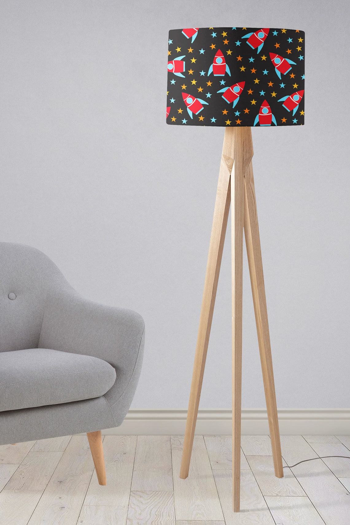 Rocket lampshade Rocket bedroom Boys lamp shade Boys light | Etsy