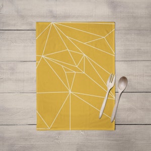 Yellow Geometric Tea Towels, Yellow Kitchen Accessories, Mustard ...