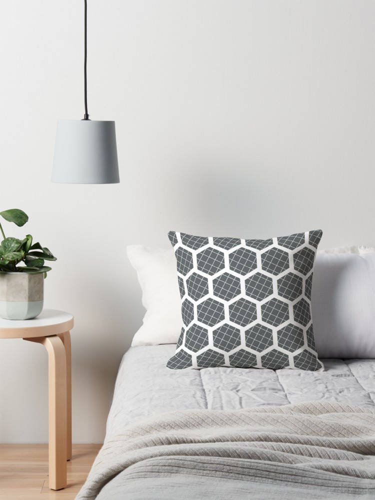 Grey Cushion Geometric Cushion Hexagon Decor Grey Throw - Etsy UK
