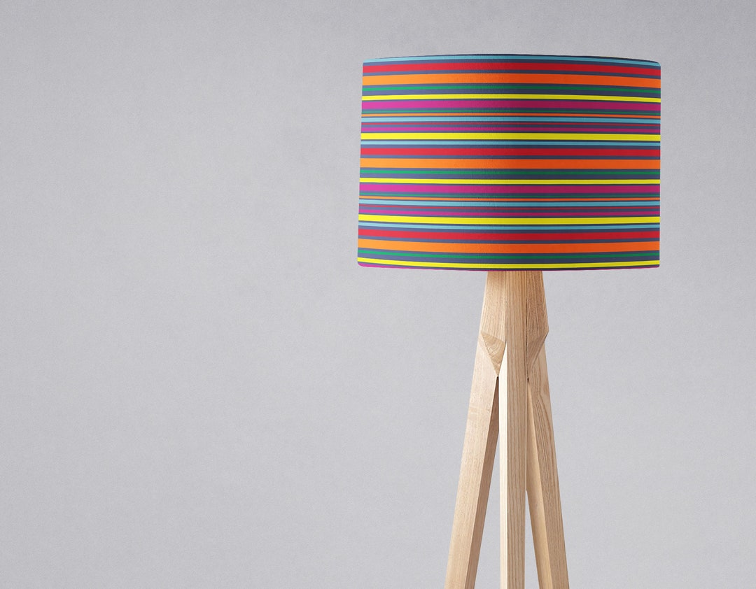 Rainbow Lampshade, Bright Home Decor, Striped Lamp, Rainbow Decor ...