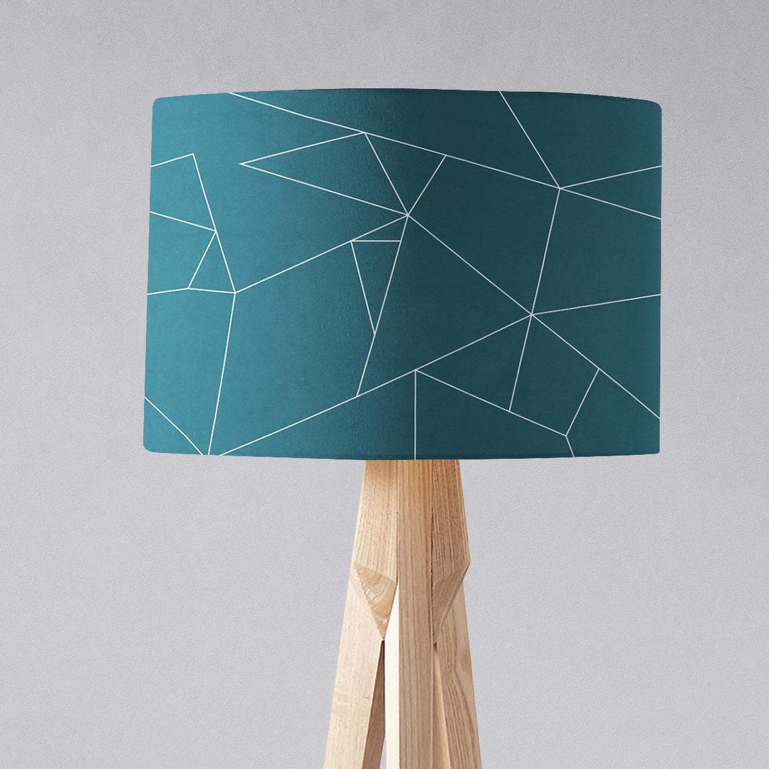 Teal Geometric Drum Lampshade, Modern Shade for Table Lamp or Ceiling ...
