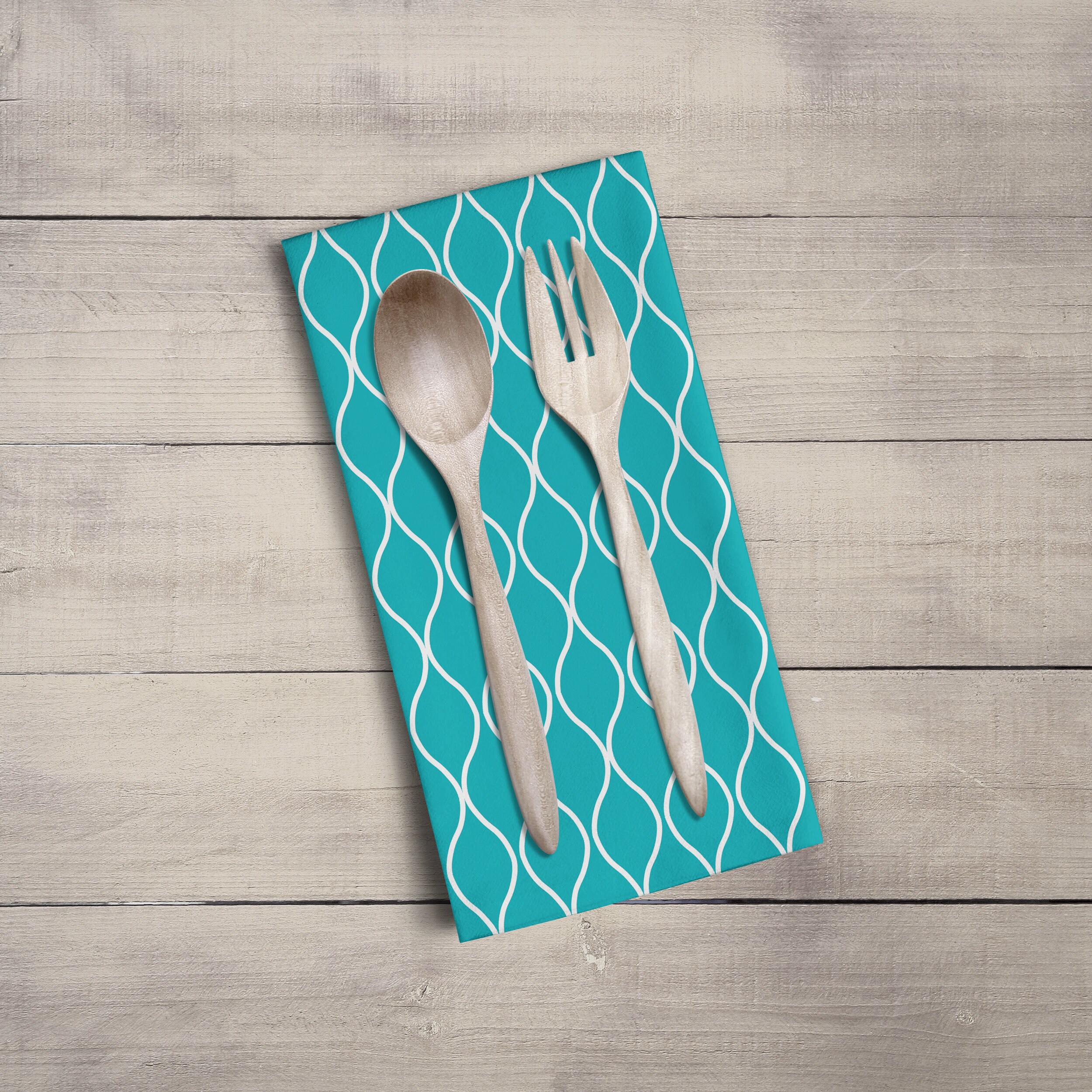 Turquoise Kitchen Tea Towels, Blue Kitchen Decor, Geometric Tea Towel ...