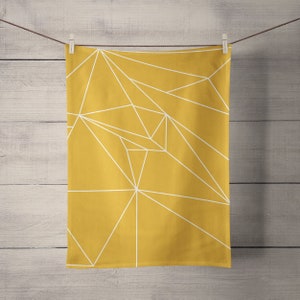 Yellow Geometric Tea Towels, Yellow Kitchen Accessories, Mustard ...