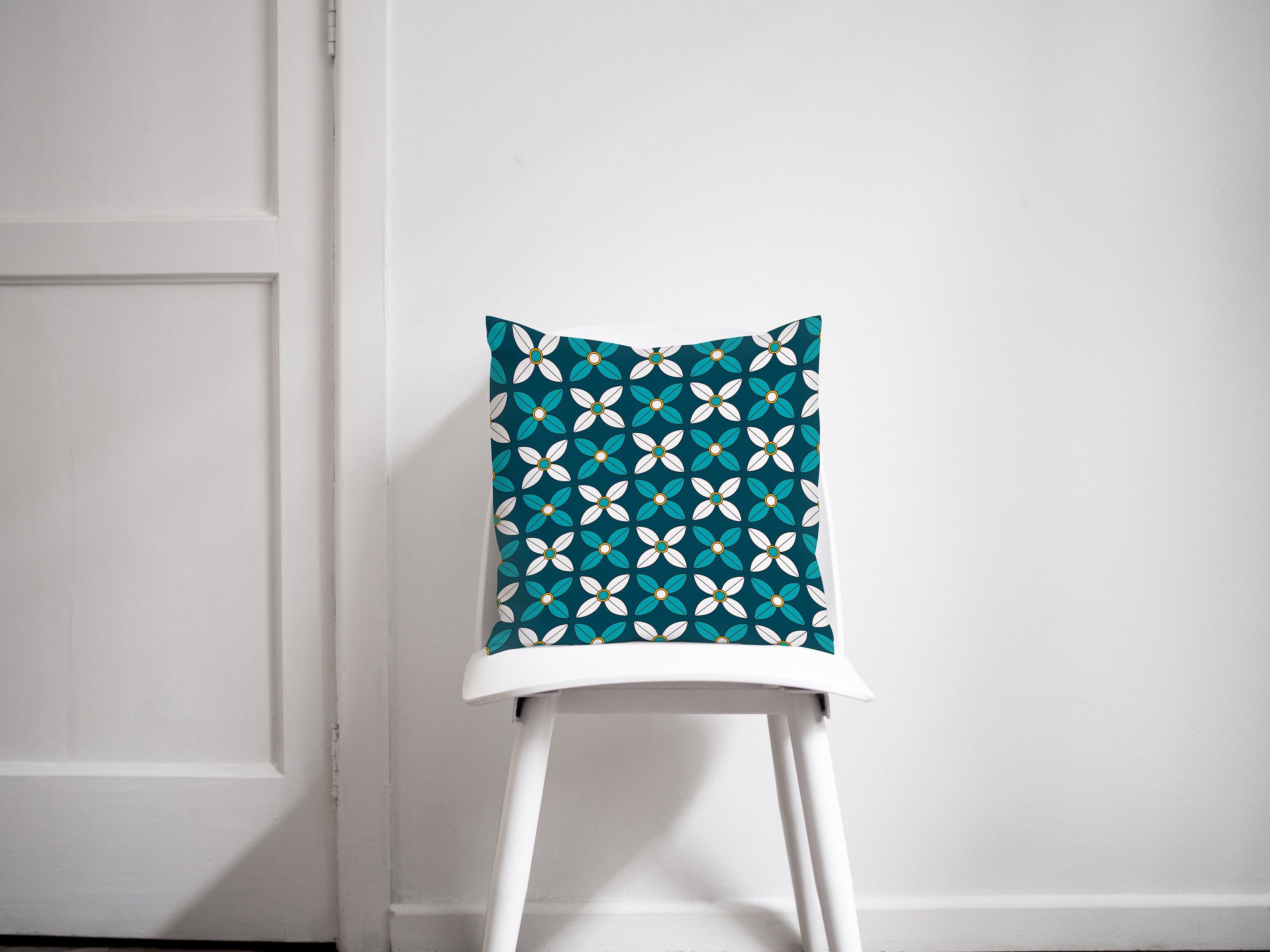 Navy Geometric Cushion, Navy Blue Cushion, Blue Throw Pillows, Modern ...