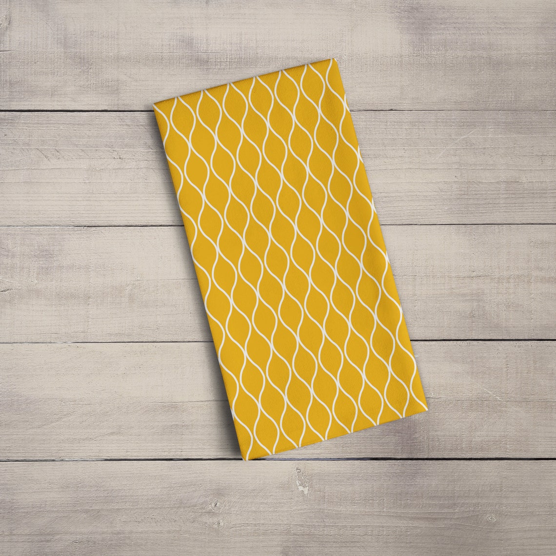 Yellow Geometric Tea Towel, Mustard Kitchen Tea Towel, Mustard Yellow ...
