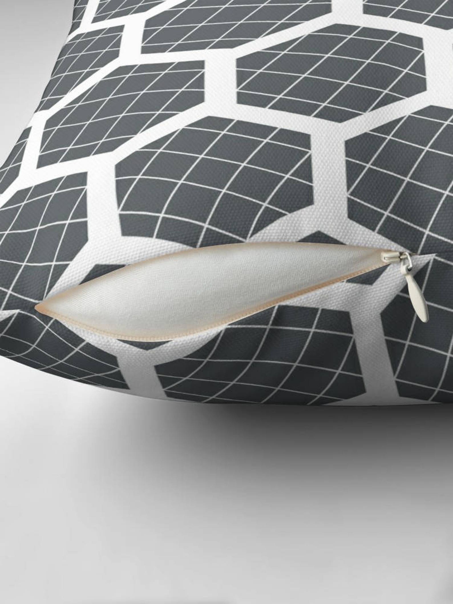 Grey Cushion Geometric Cushion Hexagon Decor Grey Throw - Etsy UK
