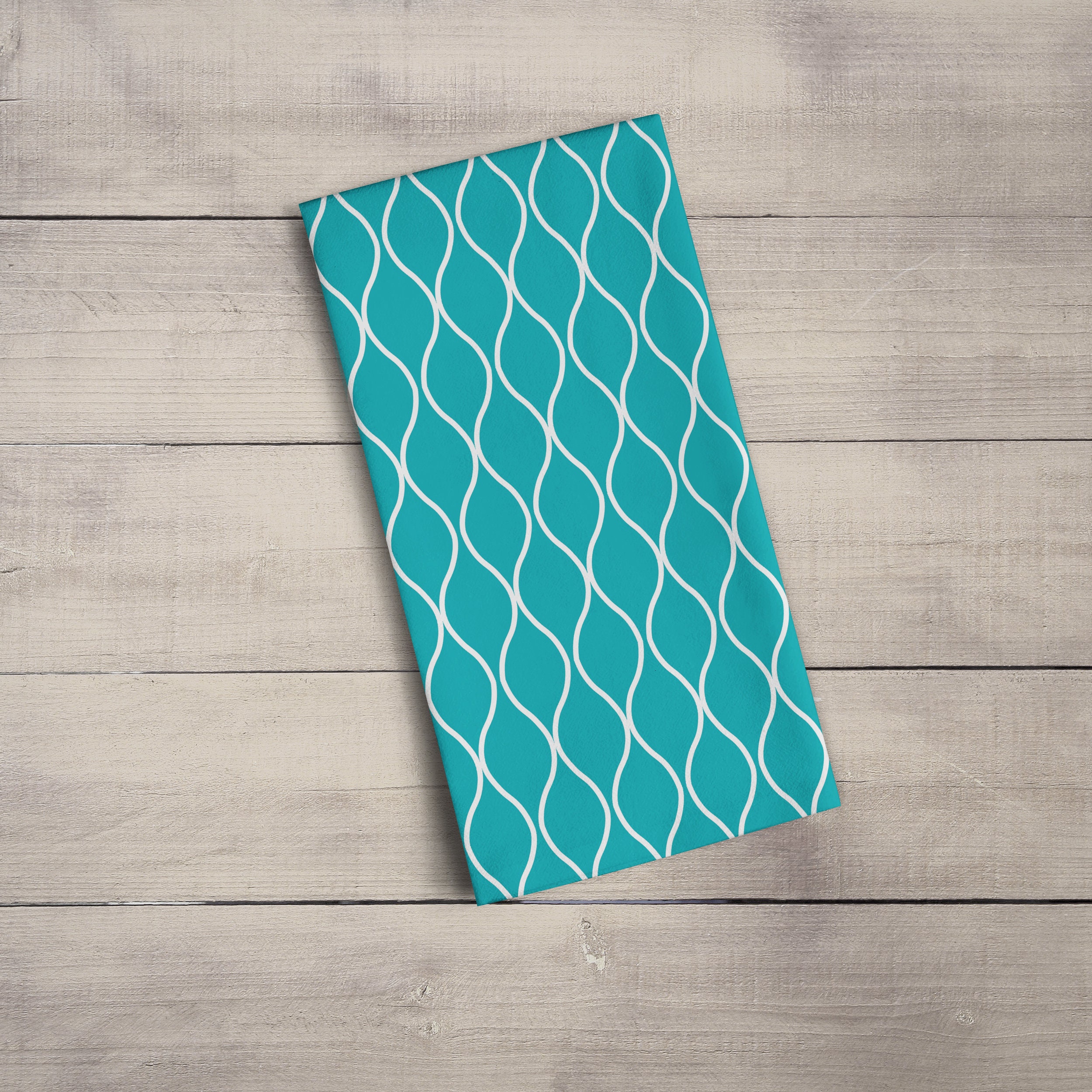 Turquoise Kitchen Tea Towels, Blue Kitchen Decor, Geometric Tea Towel ...