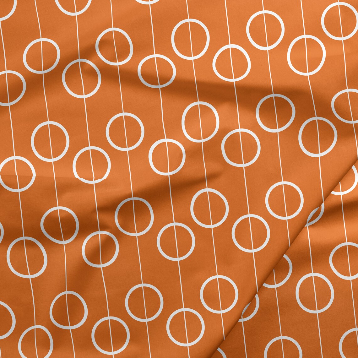 Orange Retro Circles Geometric Fabric, Fabric by the Metre, Orange ...