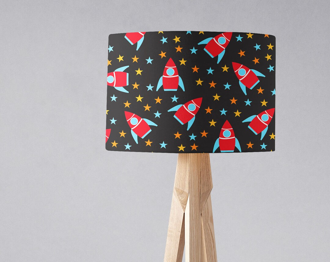 Rocket Lampshade, Rocket Bedroom, Boys Lamp Shade, Boys Light Shade ...