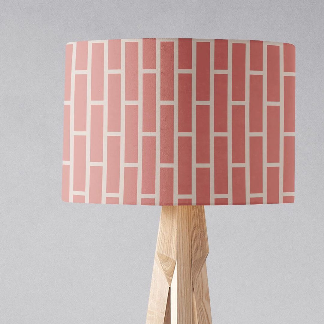Pink and Beige Lampshade, Pink Lamp Shade Geometric Lamp Shade, Salmon ...