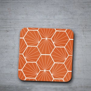 Orange Coasters, Geometric Coasters, Retro Coasters, Table Decor ...