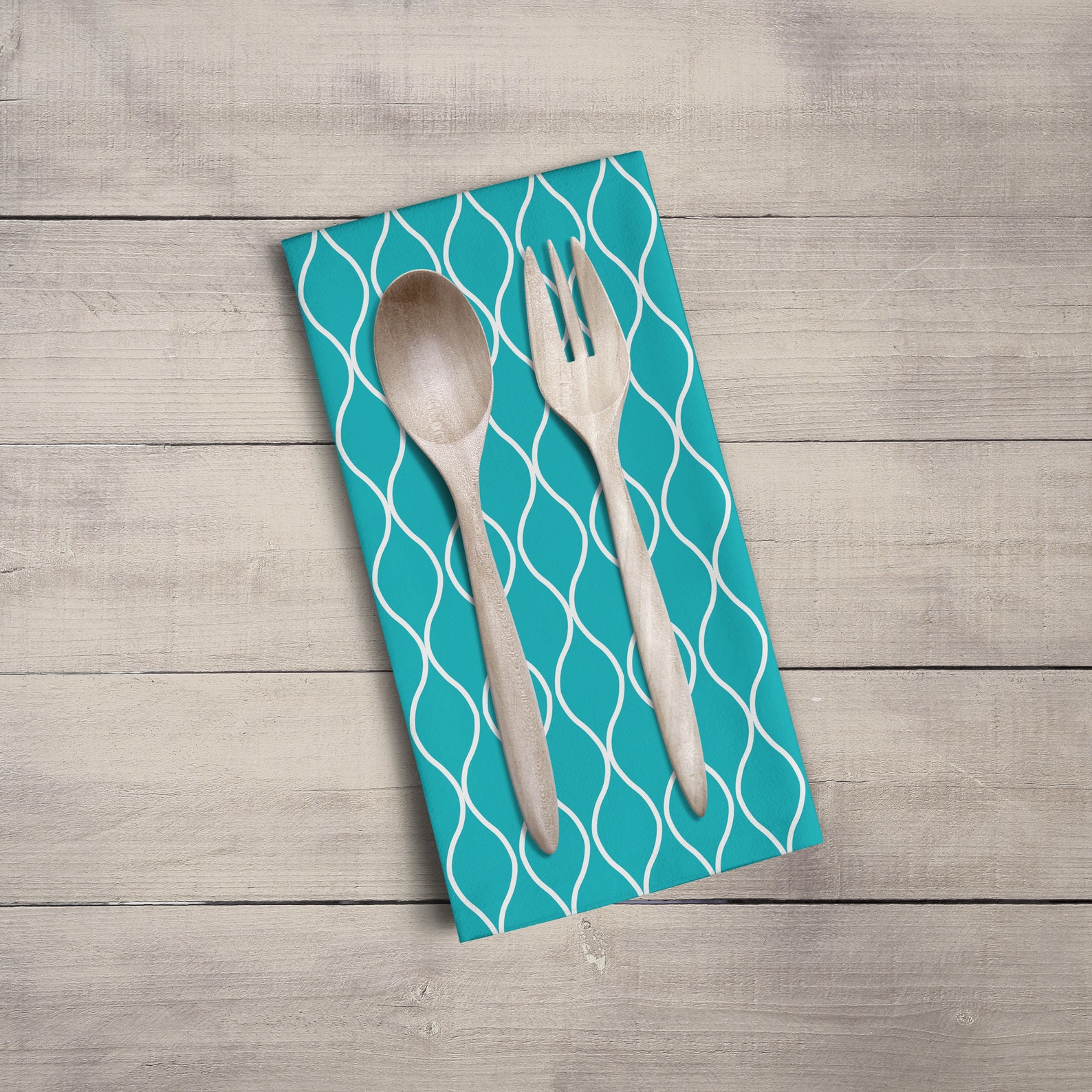 Turquoise Kitchen Tea Towels, Blue Kitchen Decor, Geometric Tea Towel ...