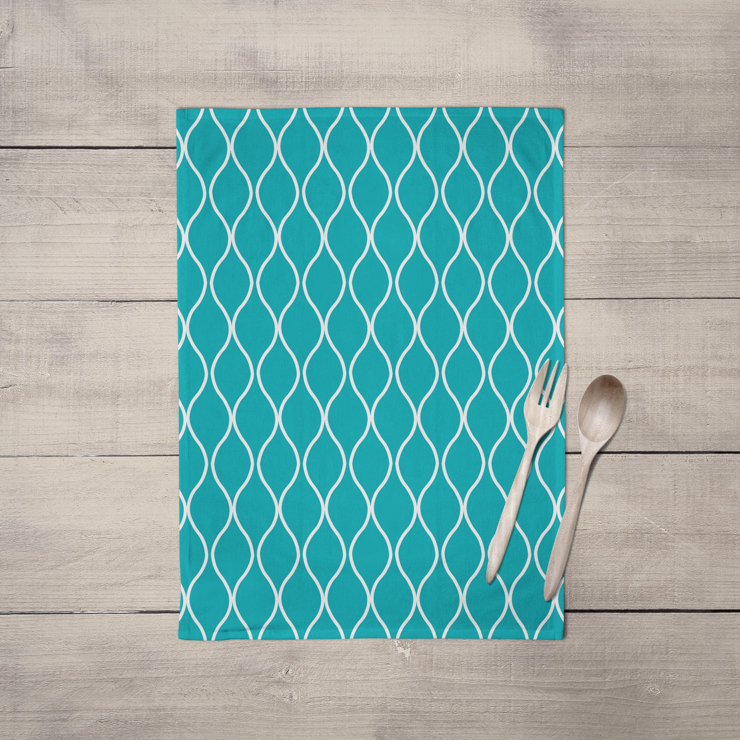 Turquoise Kitchen Tea Towels, Blue Kitchen Decor, Geometric Tea Towel ...