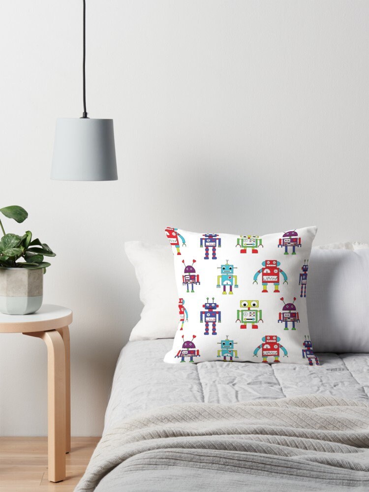 Robot nursery Robot cushion Boys room decor Bright nursery | Etsy