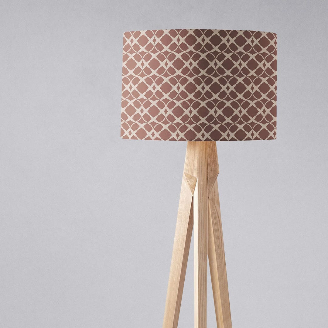 Brown and Cream Geometric Drum Lampshade - Geometric Abstract Print ...