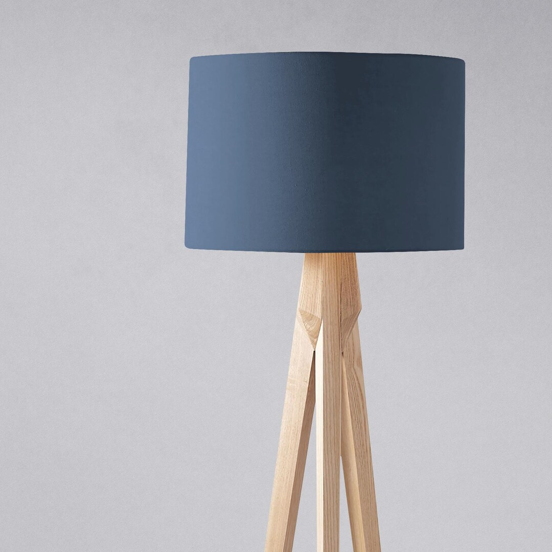 Plain Blue Lampshade - Drum Lampshade - Navy Blue Light Shade - Table ...